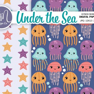 Mermaid Digital Paper, Under the Sea Seamless Pattern, Summer Scrapbook ...