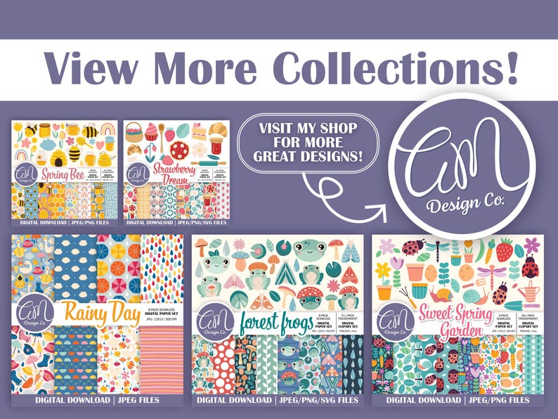 Rainy Day Goose Digital Paper and Clipart Set, Spring Seamless Pattern ...