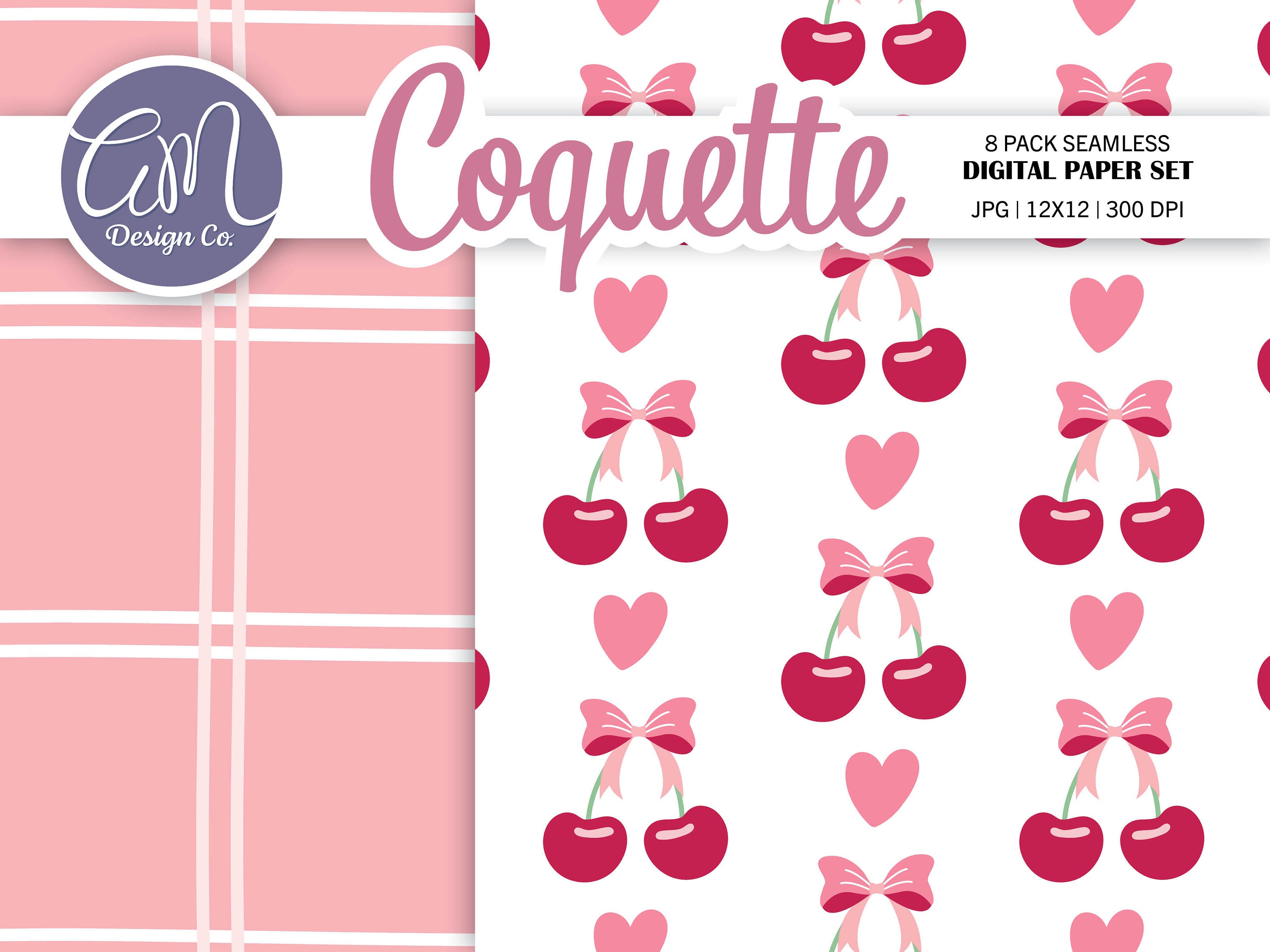 Coquette Digital Paper, Soft Girl Aesthetic Seamless Pattern ...