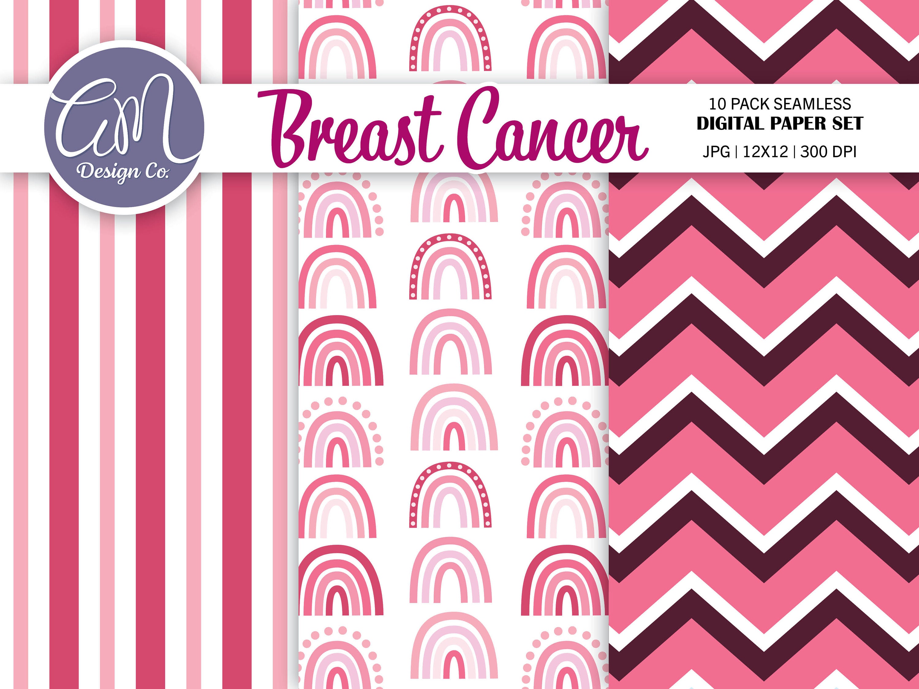 Breast Cancer Awareness Digital Paper and Clipart Set, Pink Cancer ...