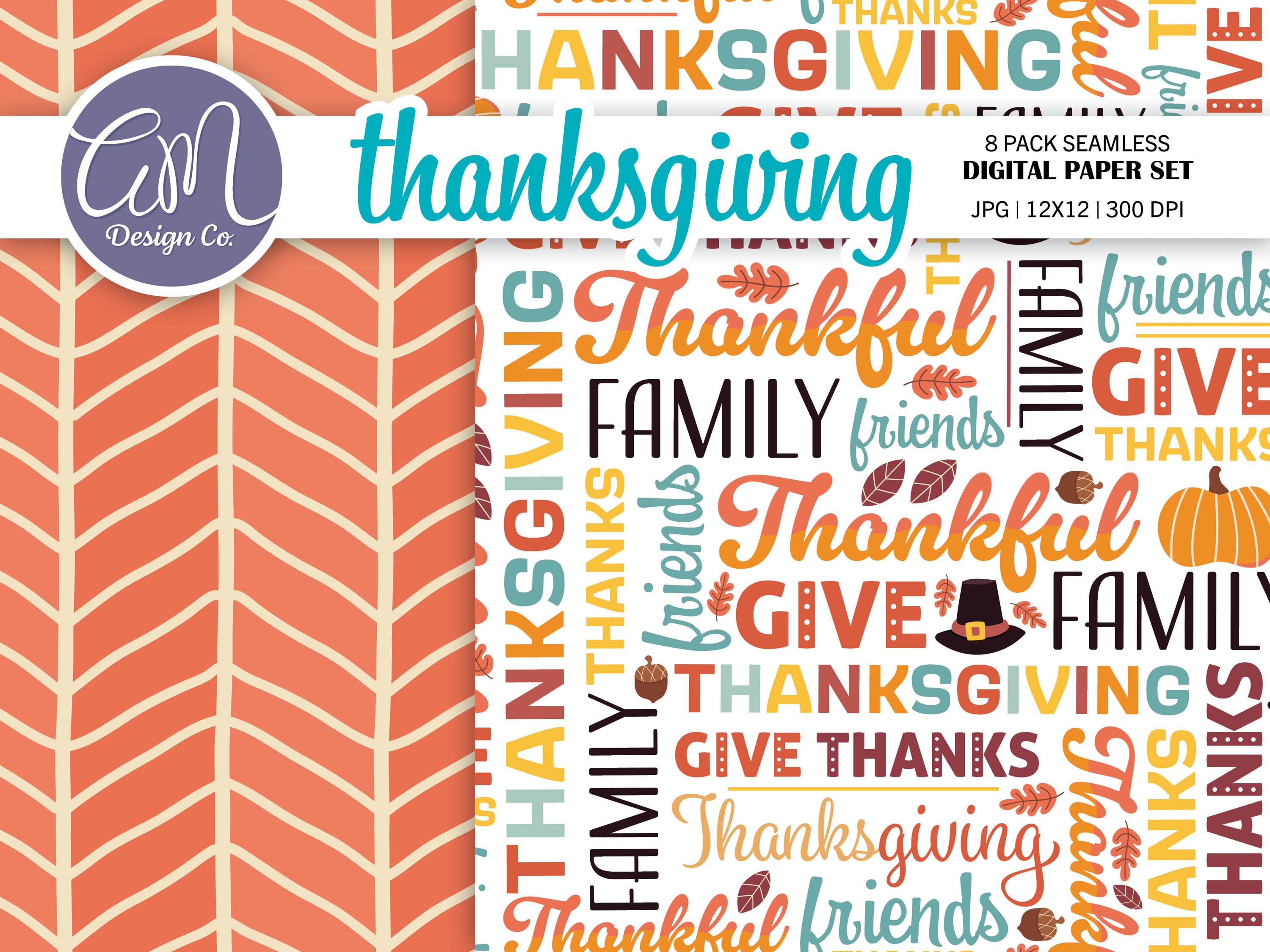 Thanksgiving Digital Paper and Clipart Set, Fall or Autumn Seamless ...