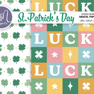 St Patrick's Day Digital Paper, Irish Clover Seamless Pattern, Lucky ...