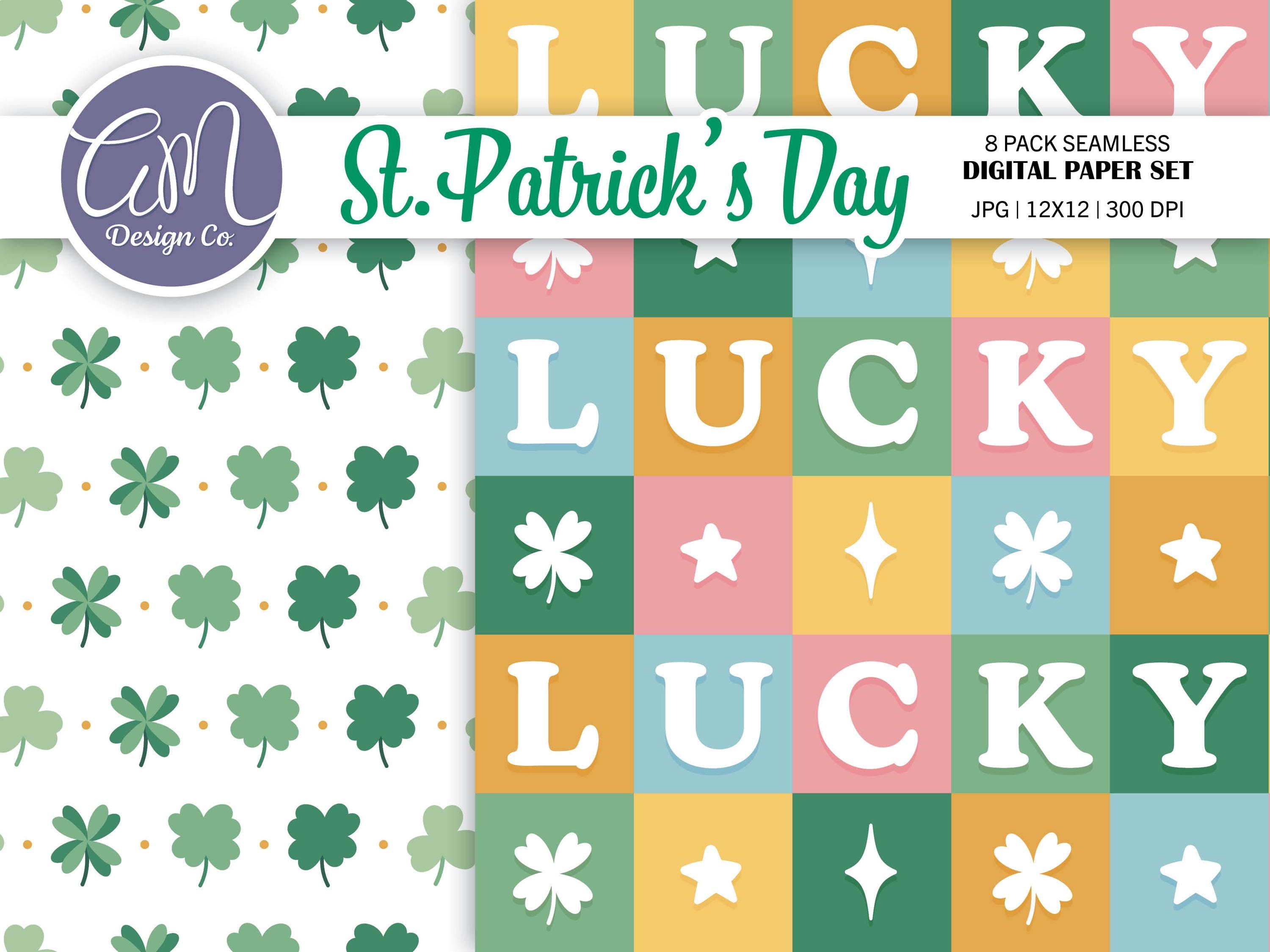 St Patrick's Day Digital Paper, Irish Clover Seamless Pattern, Lucky ...