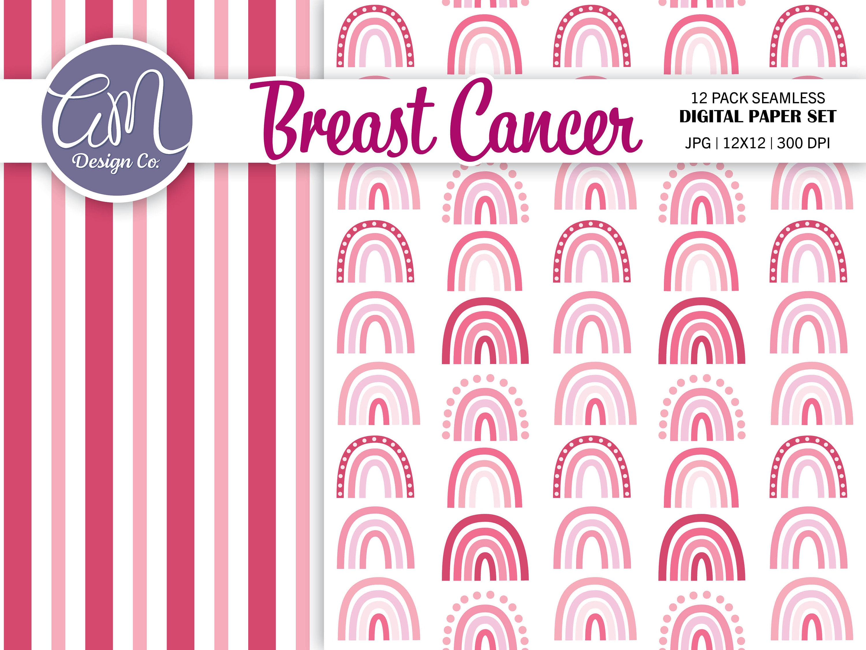 Breast Cancer Awareness Digital Paper, Pink Cancer Ribbon Seamless ...