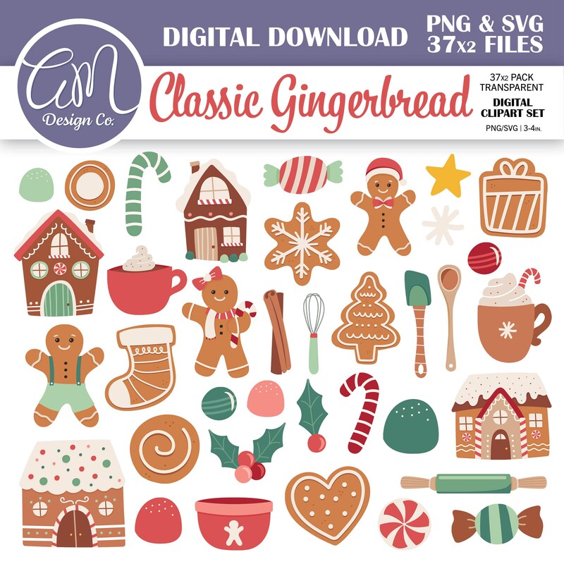 Gingerbread Clipart - Etsy