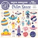 Outer Space Clipart Set, Alien Astronaut Planet Digital Stickers ...