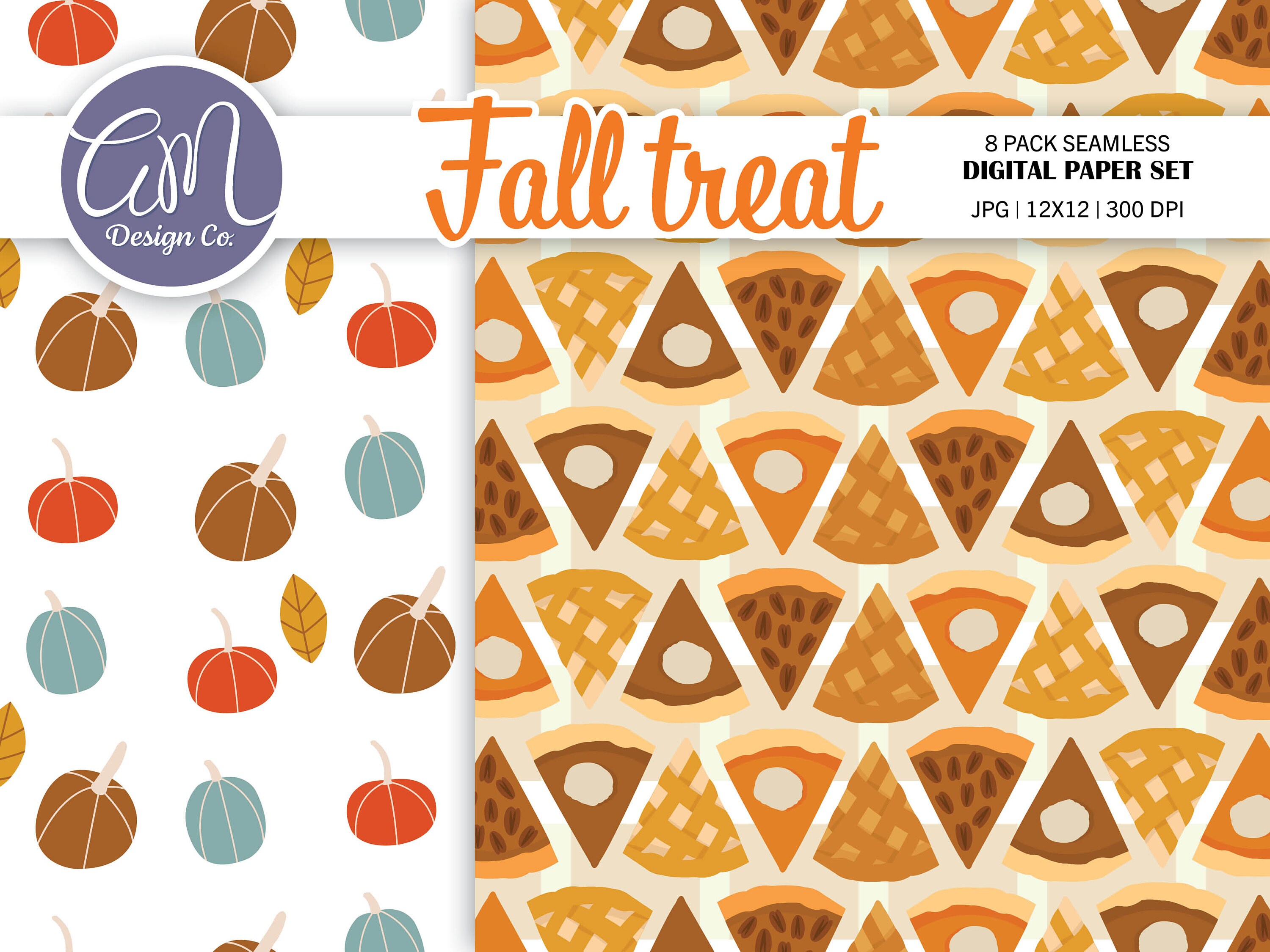 Fall Digital Paper, Autumn Clipart Bundle, Thanksgiving Seamless Repeat ...