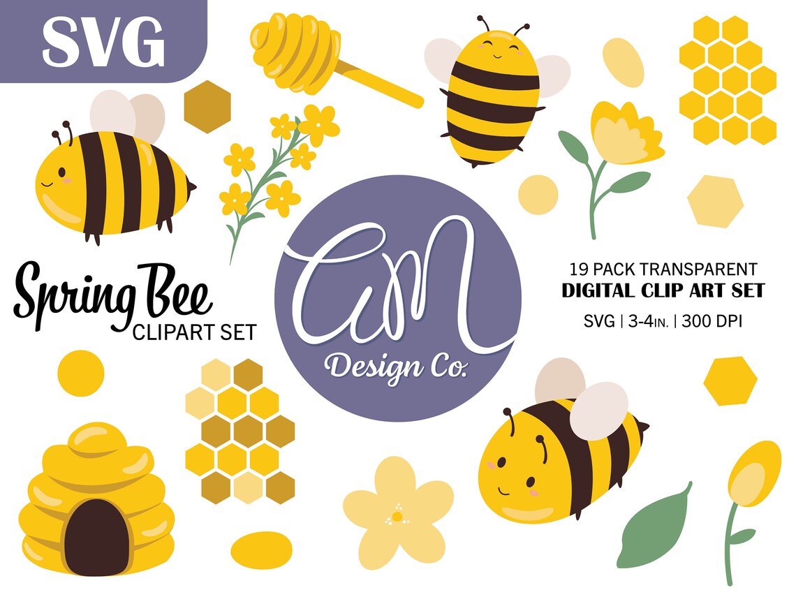 Honey Bee Clipart Set Spring Clipart Bee Digital Stickers - Etsy UK