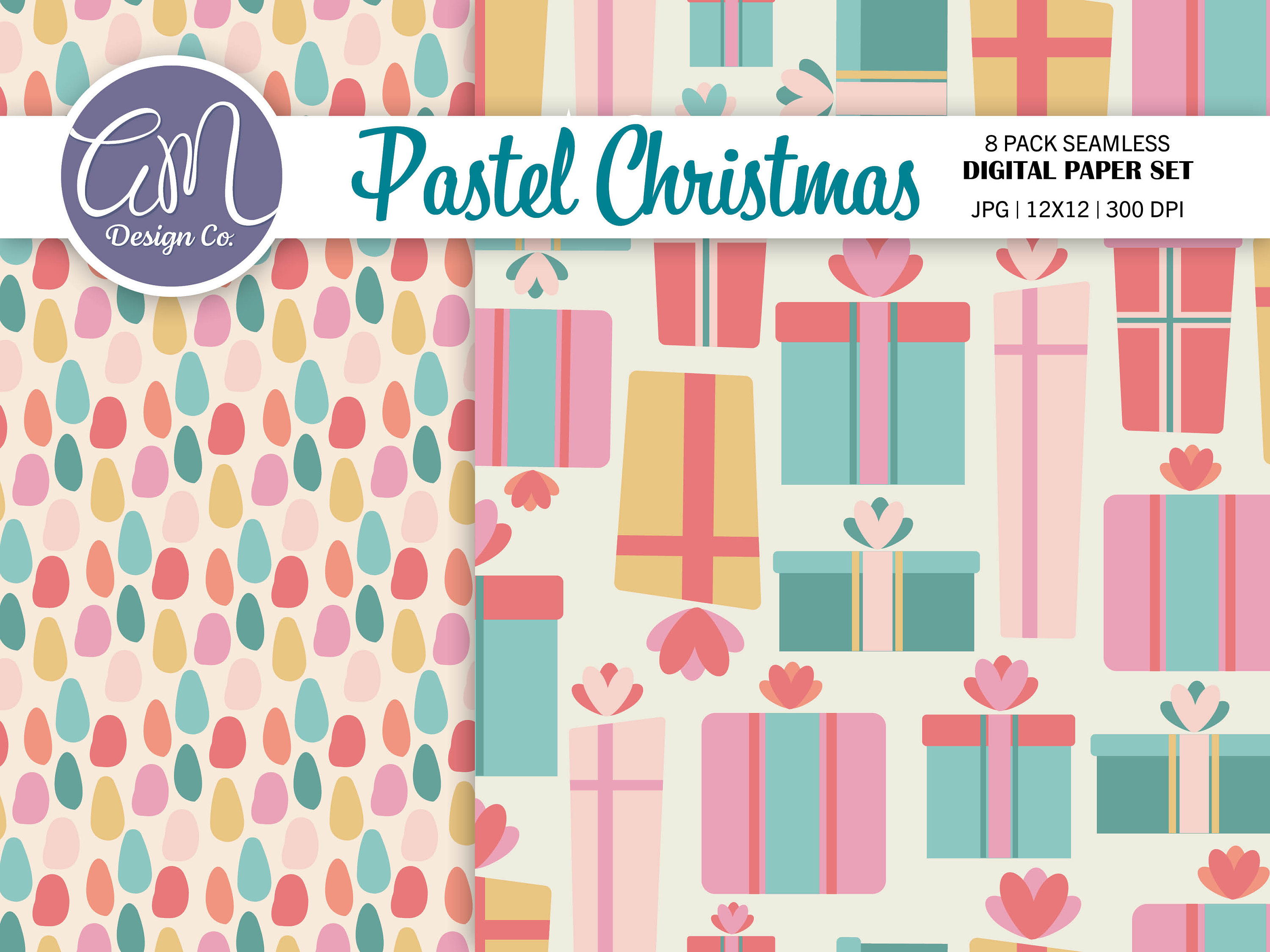 Pink Christmas Digital Paper, Pastel Seamless Pattern, Candy Cane ...