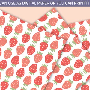 Strawberry Digital Paper, Fruit Seamless Pattern, Digital Background ...