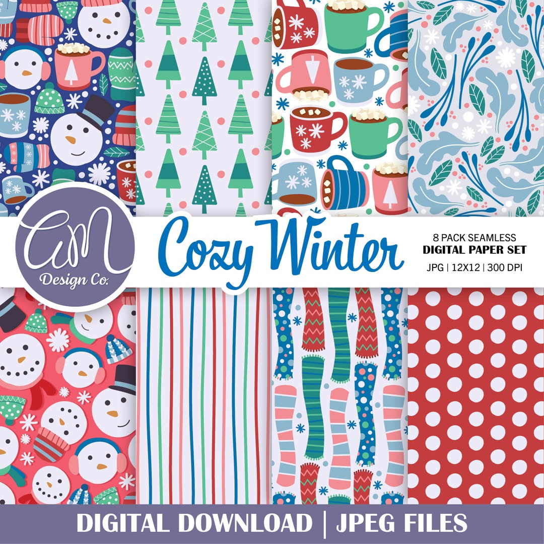 Winter Digital Paper, Snowman Face Seamless Pattern, Christmas ...
