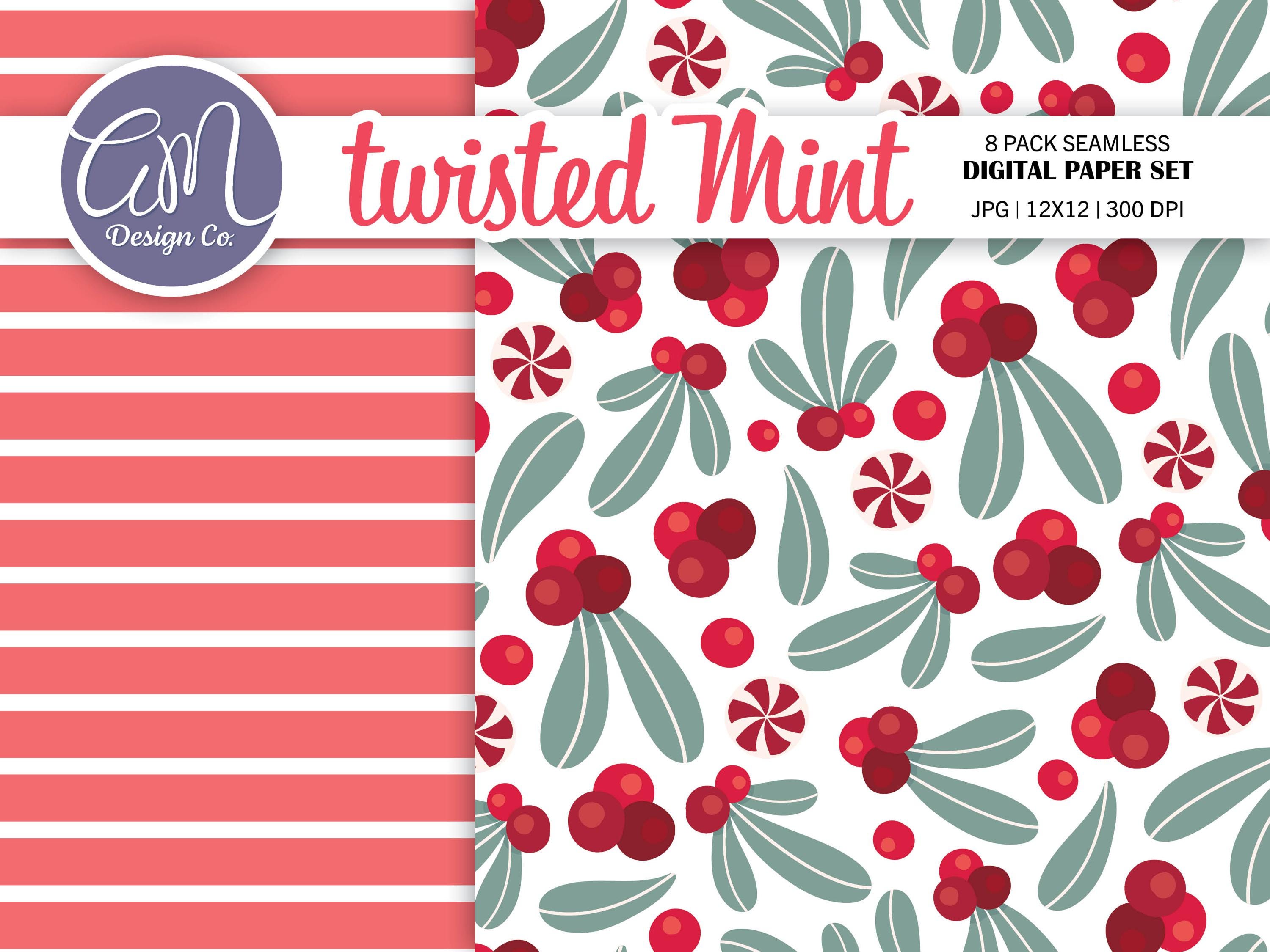 Peppermint Christmas Digital Paper, Winter Penguin Seamless Pattern ...