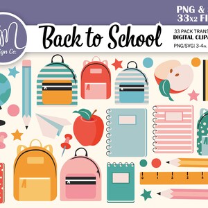 Back to School Digital Paper and Clipart Set, Teacher Clipart ...
