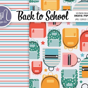 Back to School Digital Paper and Clipart Set, Teacher Clipart ...