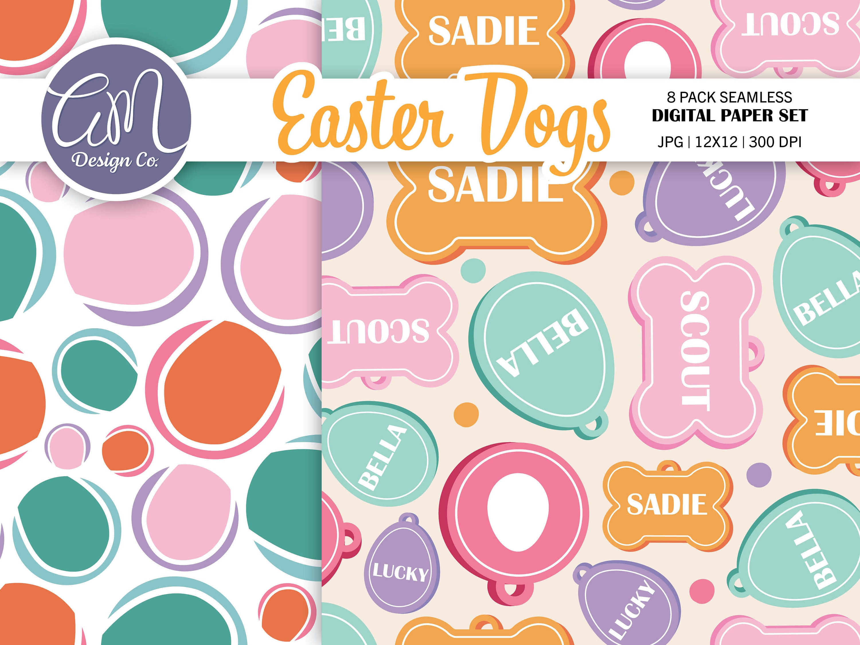 Easter Dog Digital Paper and Clipart Set, Golden Doodle Spring Seamless ...