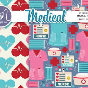Medical Digital Paper, Nurse Doctor Seamless Pattern, Stethoscope ...