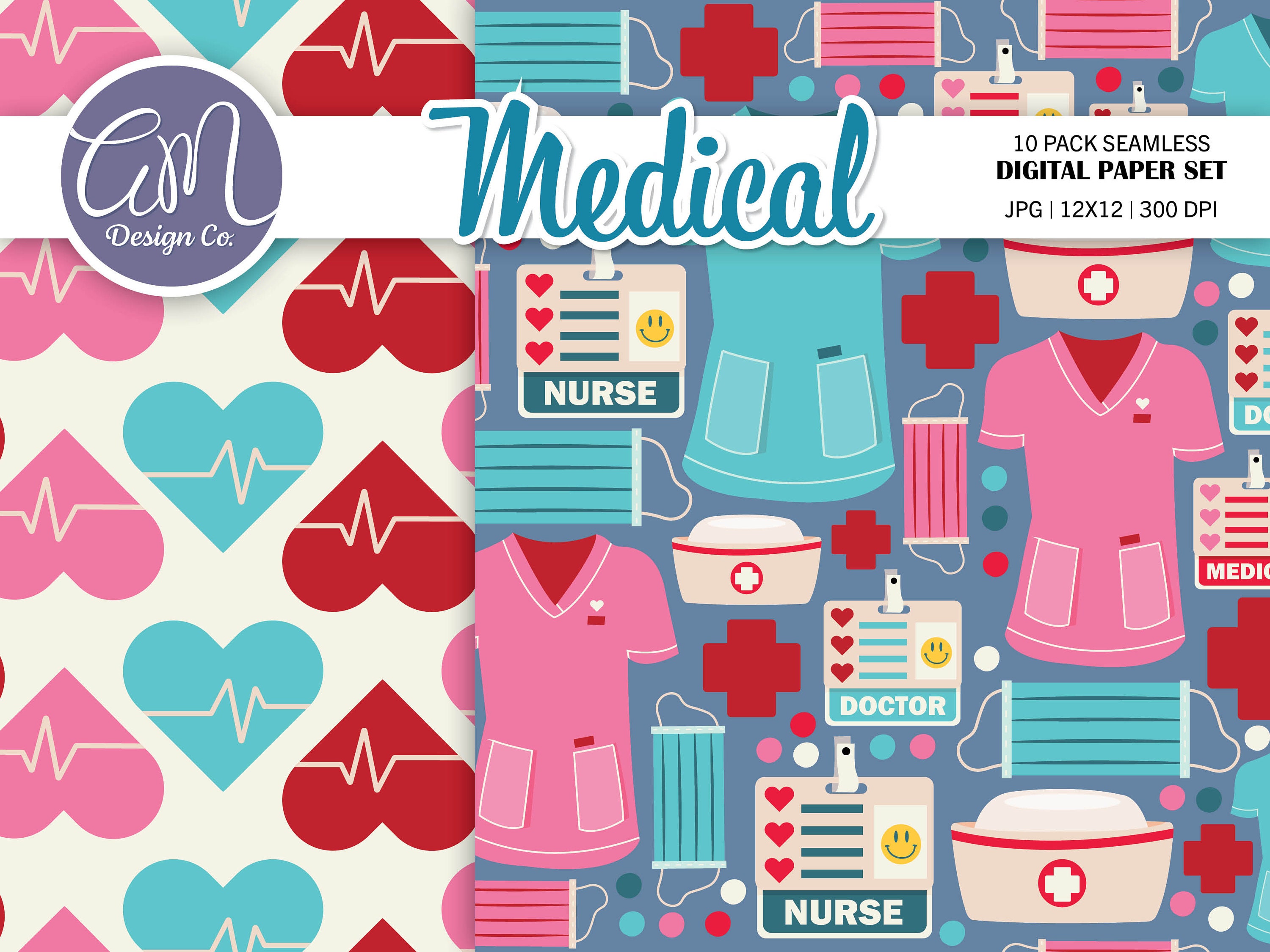 Medical Digital Paper, Nurse Doctor Seamless Pattern, Stethoscope ...