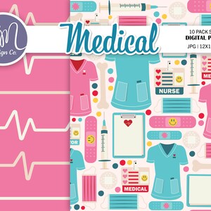 Medical Digital Paper, Nurse Doctor Seamless Pattern, Stethoscope ...