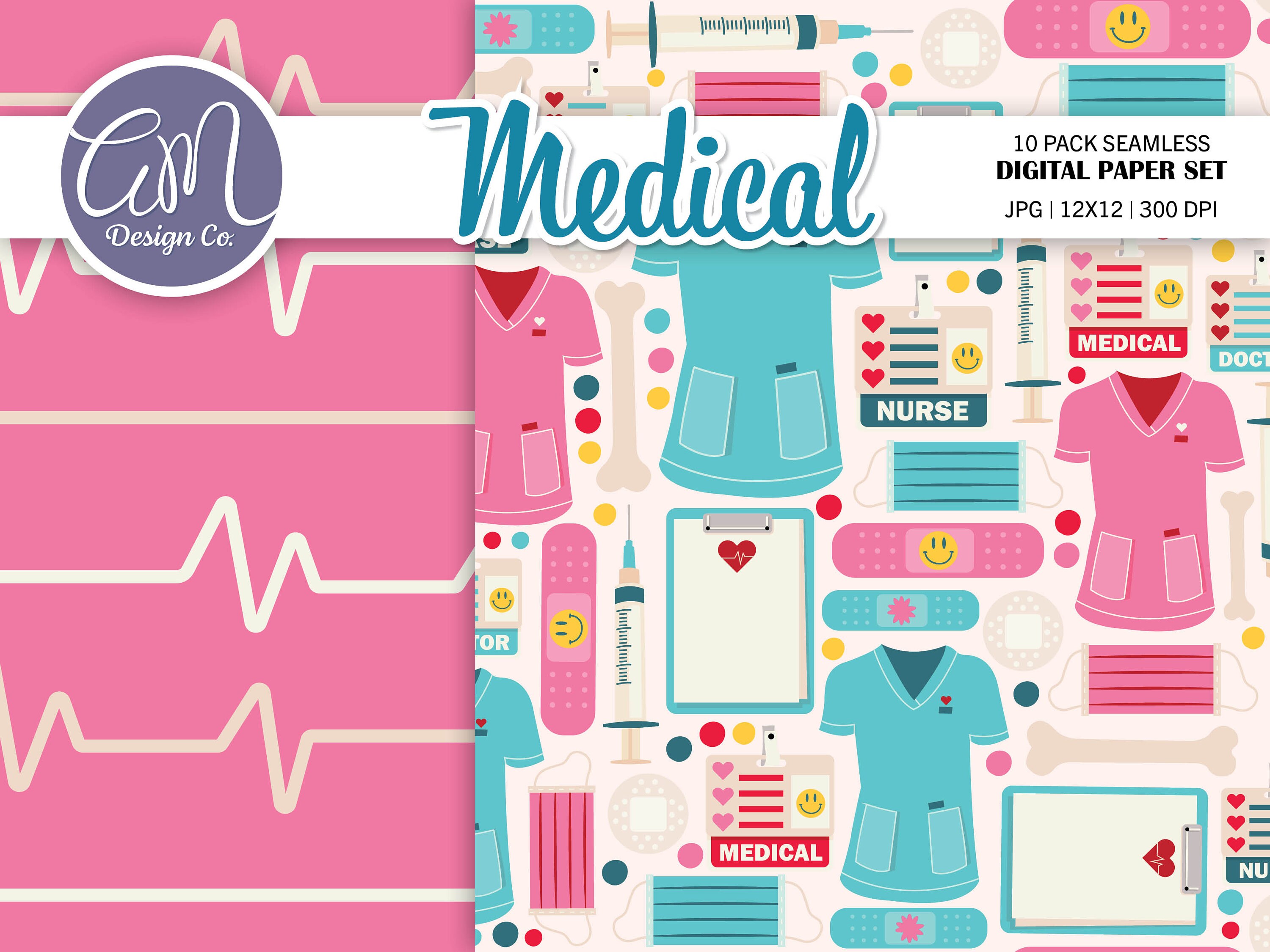 Medical Digital Paper, Nurse Doctor Seamless Pattern, Stethoscope ...