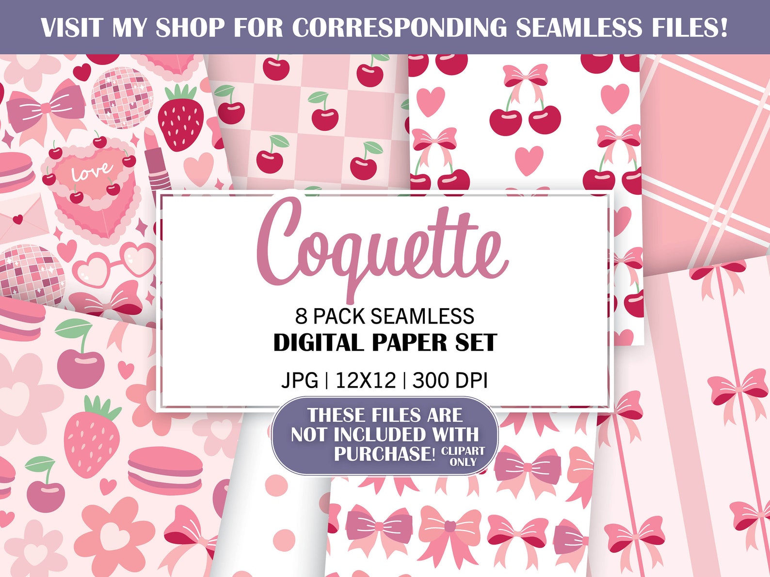 Coquette Clipart Bundle, Strawberry and Cherries Clipart, Coquette ...