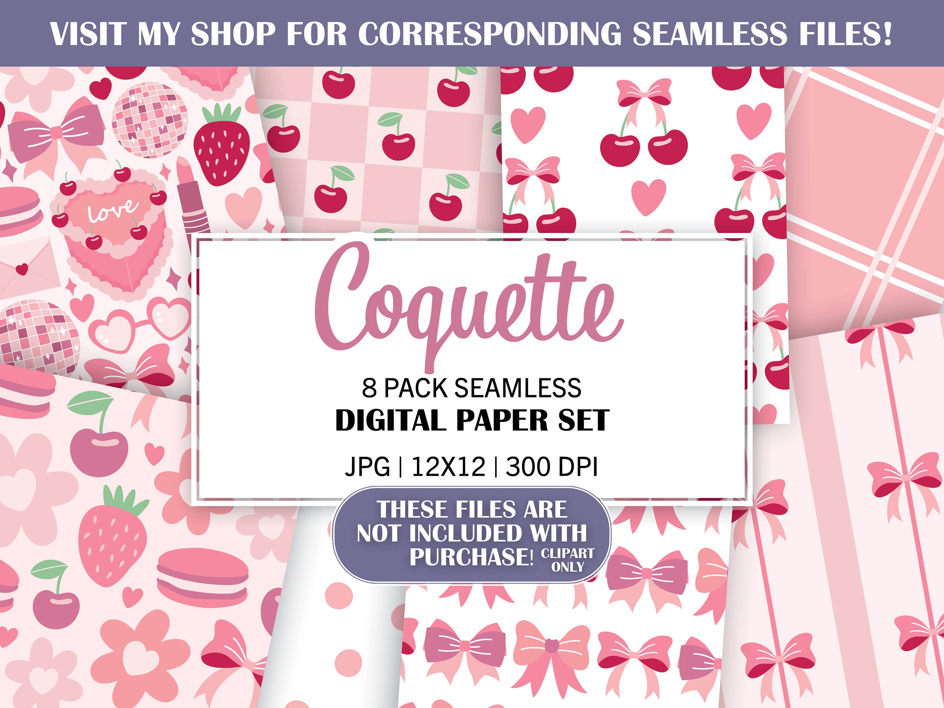 Coquette Clipart Bundle, Strawberry and Cherries Clipart, Coquette ...