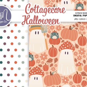 Cottagecore Halloween Digital Paper and Clipart Set, Spooky Ghost ...