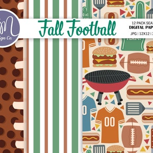 Fall Football Digital Paper and Clipart Set, Sports Seamless, Game Day ...