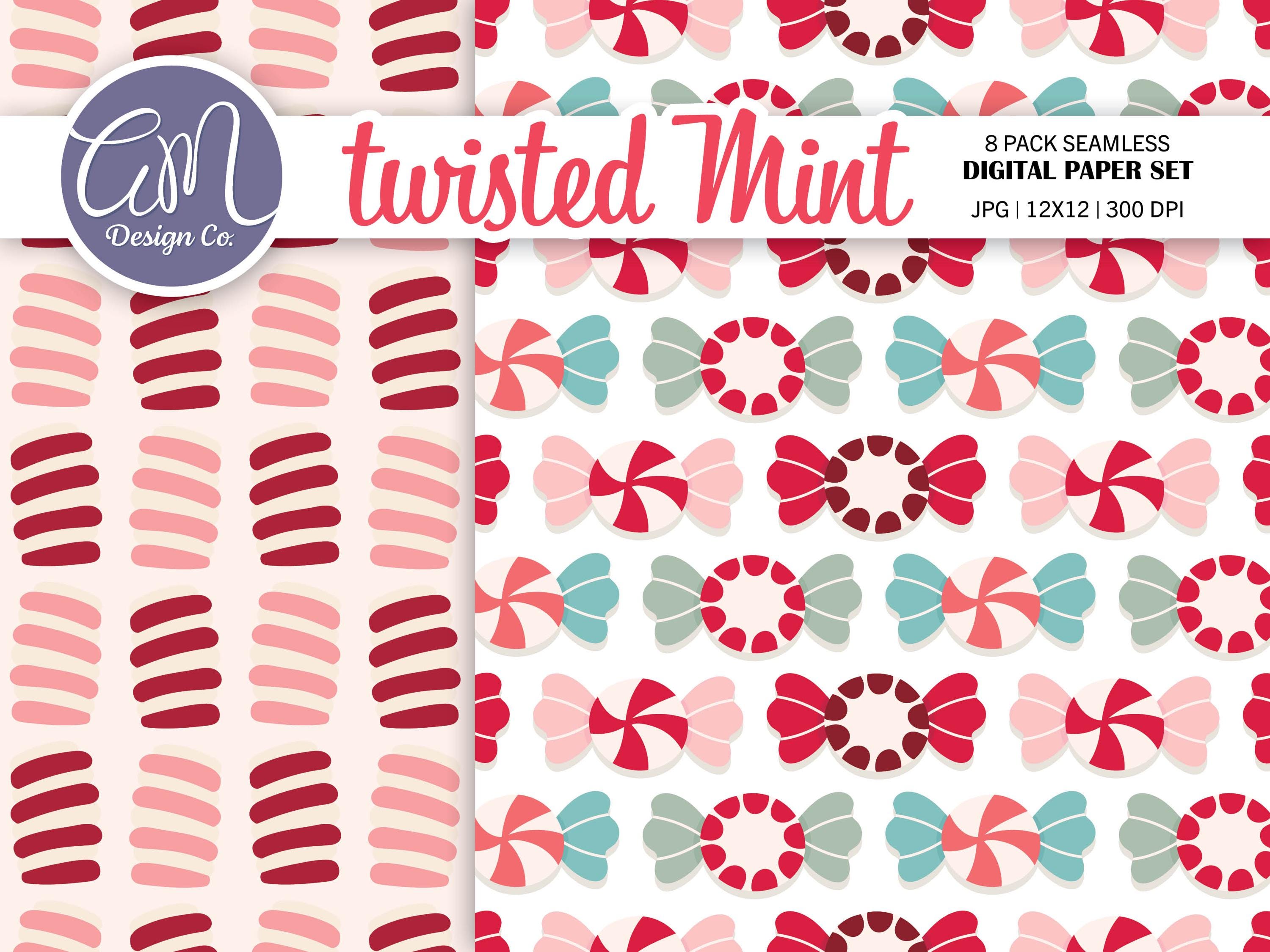 Peppermint Christmas Digital Paper, Winter Penguin Seamless Pattern ...