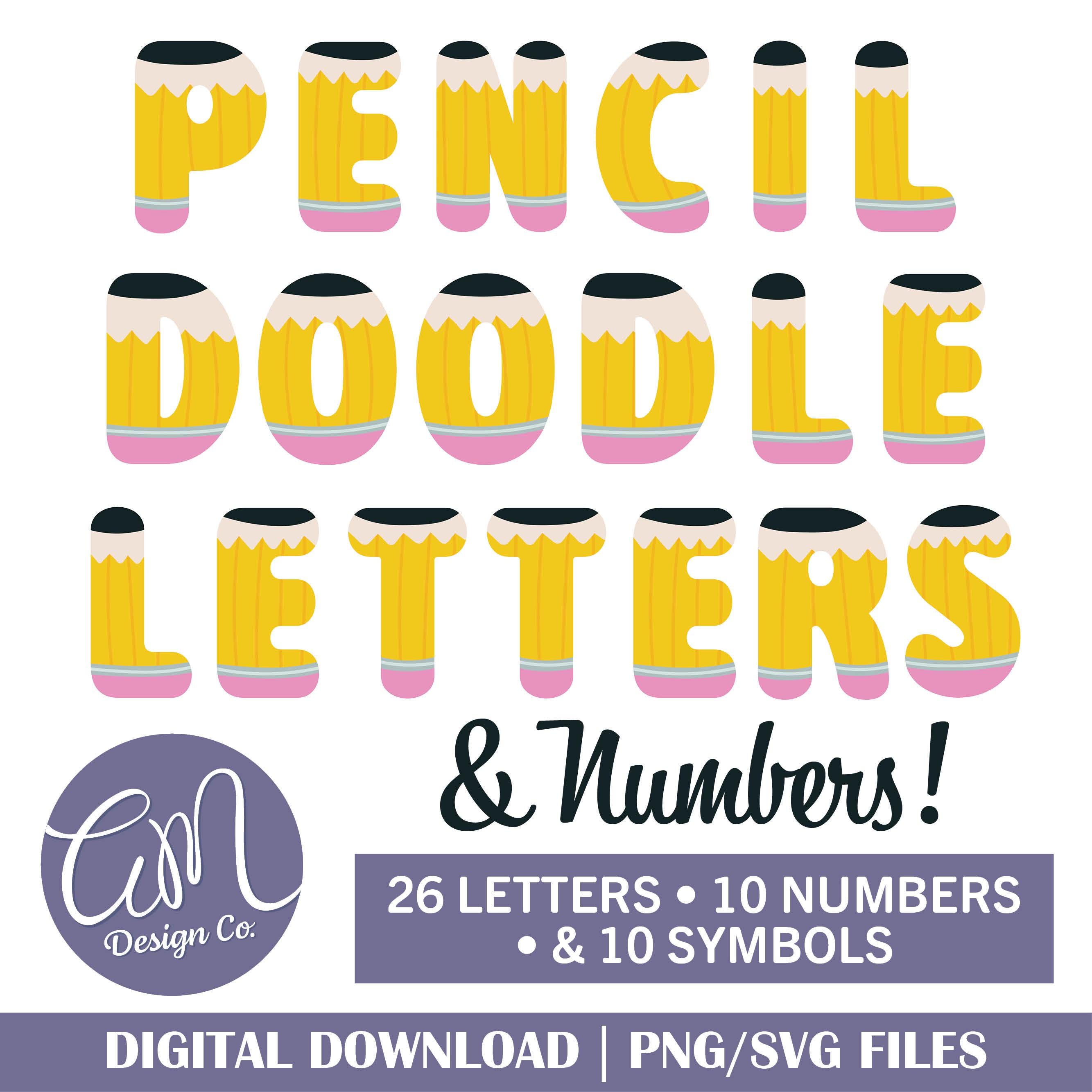 Hand Drawn Pencil Doodle Alphabet Bundle, Bulletin Board Letters and ...