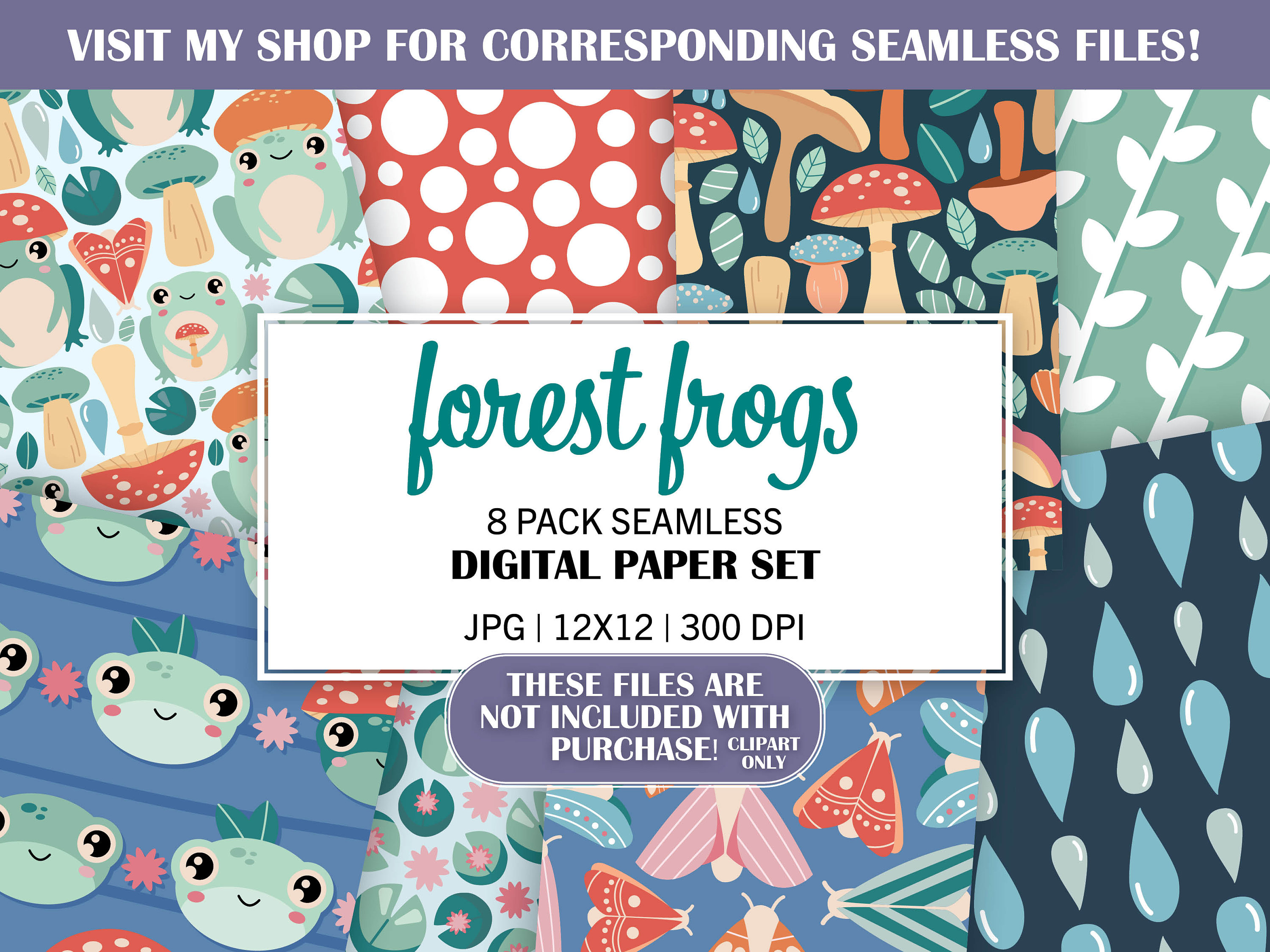 Spring Cute Frog Clipart Bundle, Cottage Core Amanita Mushroom, Moths ...