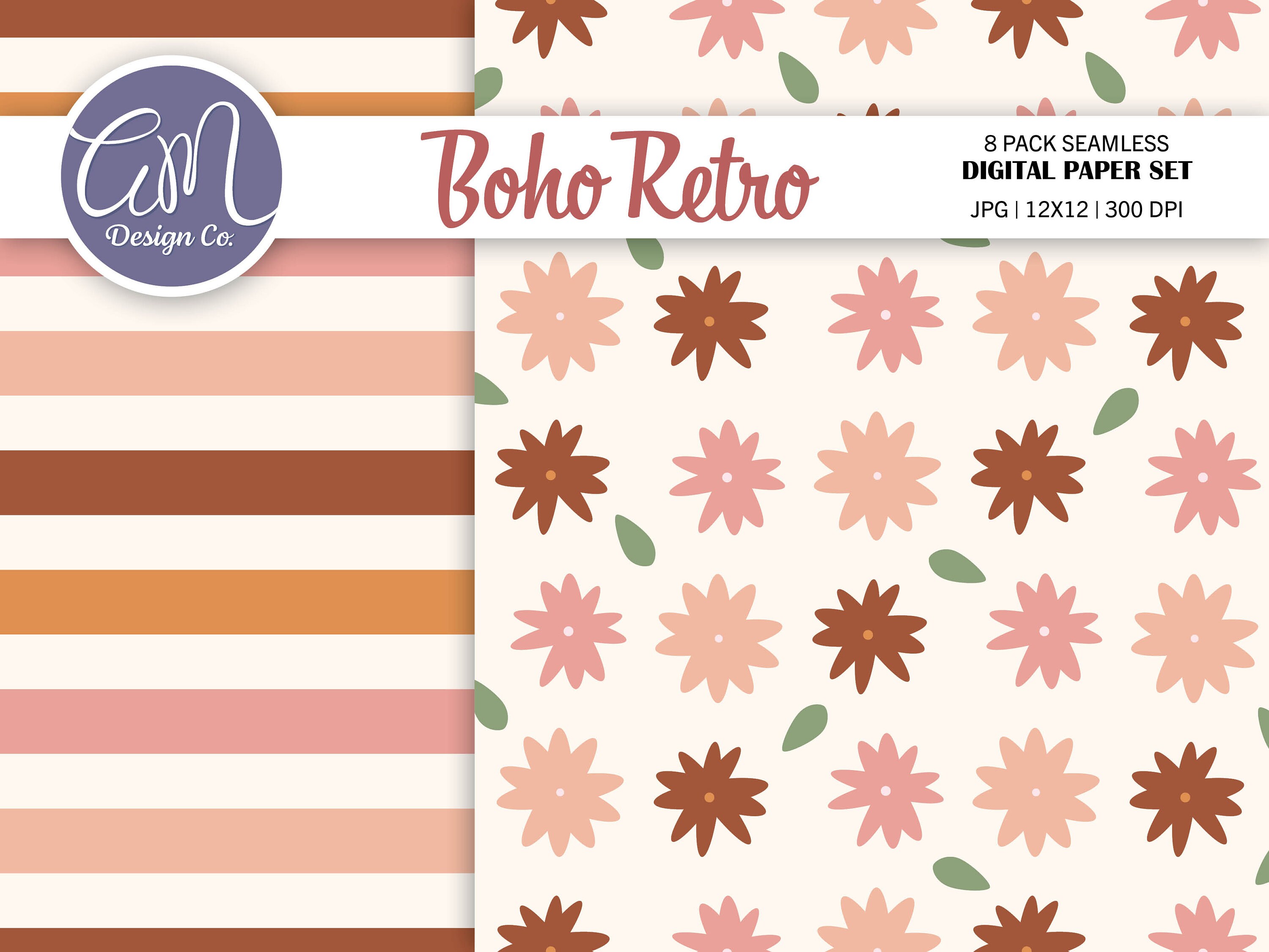 Boho Digital Paper Groovy Retro Seamless Pattern Summer - Etsy