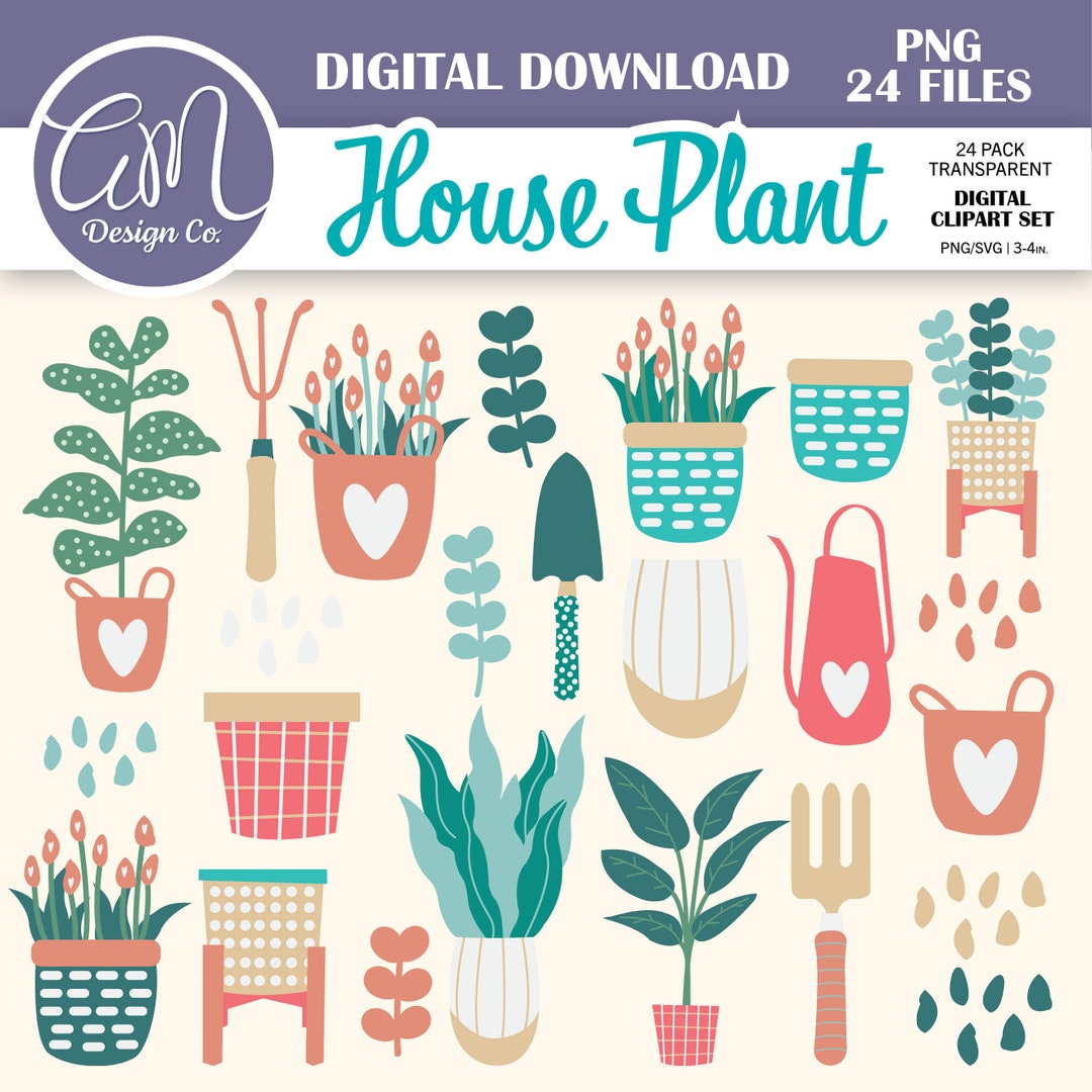 Plant Clipart Set, House Plant Clipart, Plant Digital Stickers ...
