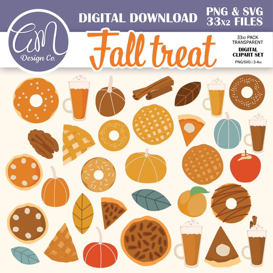 Fall Clipart Set, Autumn Clipart, Thanksgiving Digital Sticker, Pumpkin ...