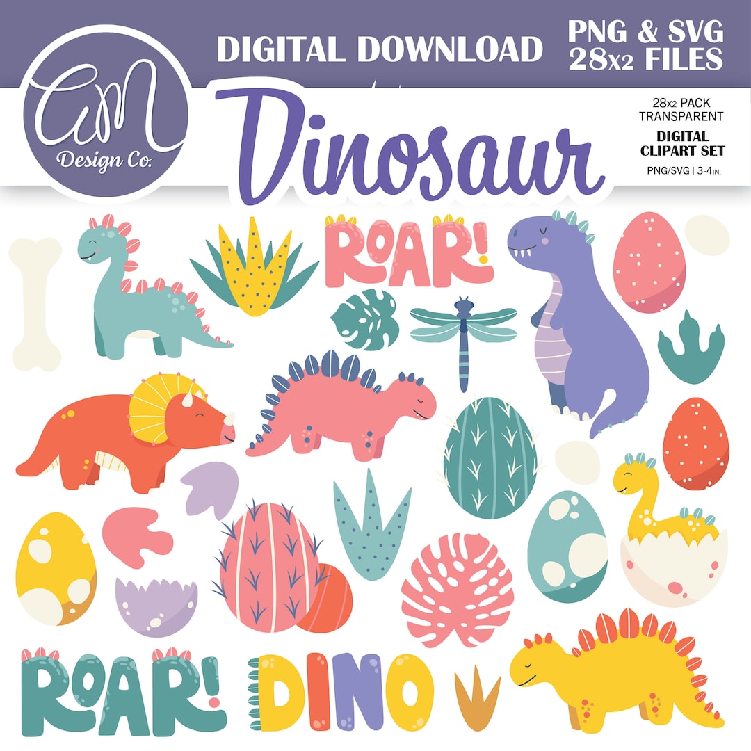 Dinosaur Clipart Bundle, Prehistoric Clipart for Party Invitation ...
