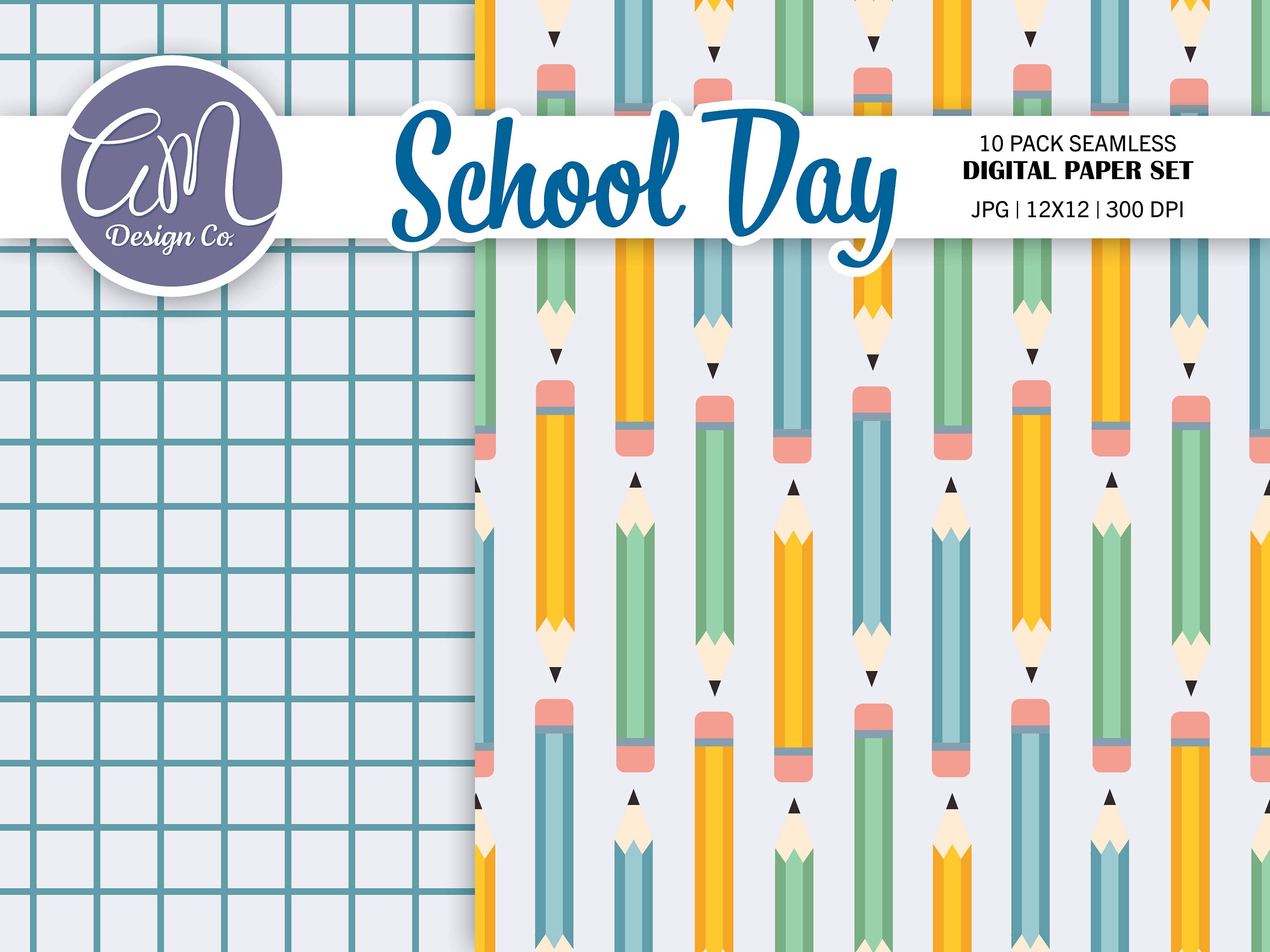 Back to School Digital Paper and Clipart Set, Teacher Clipart ...