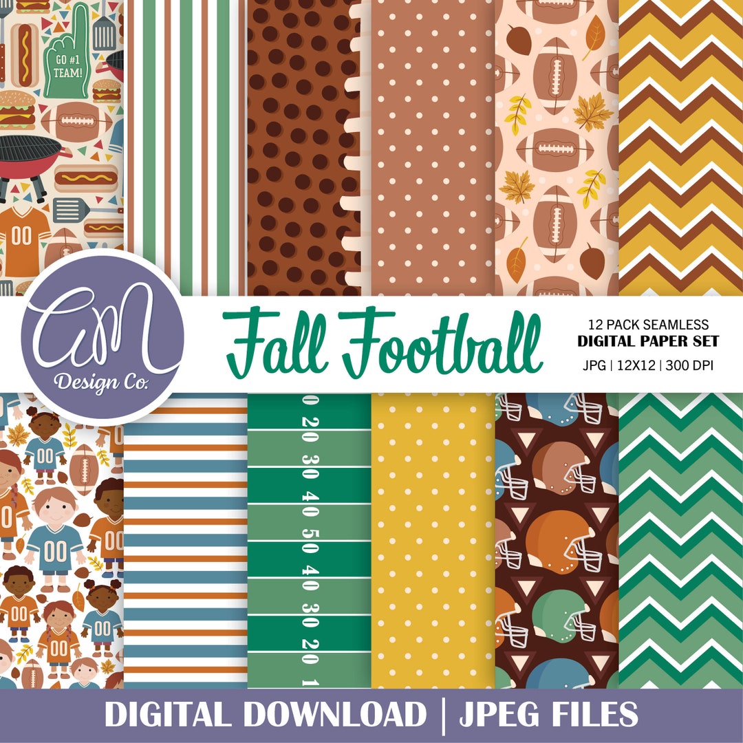 Fall Football Digital Paper, Sports Team Seamless Pattern, Game Day ...