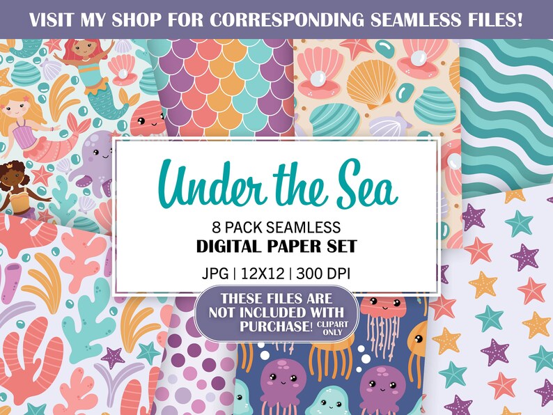 Under the Sea Clipart Bundle, Clipart for Mermaid Invitation, Summer ...