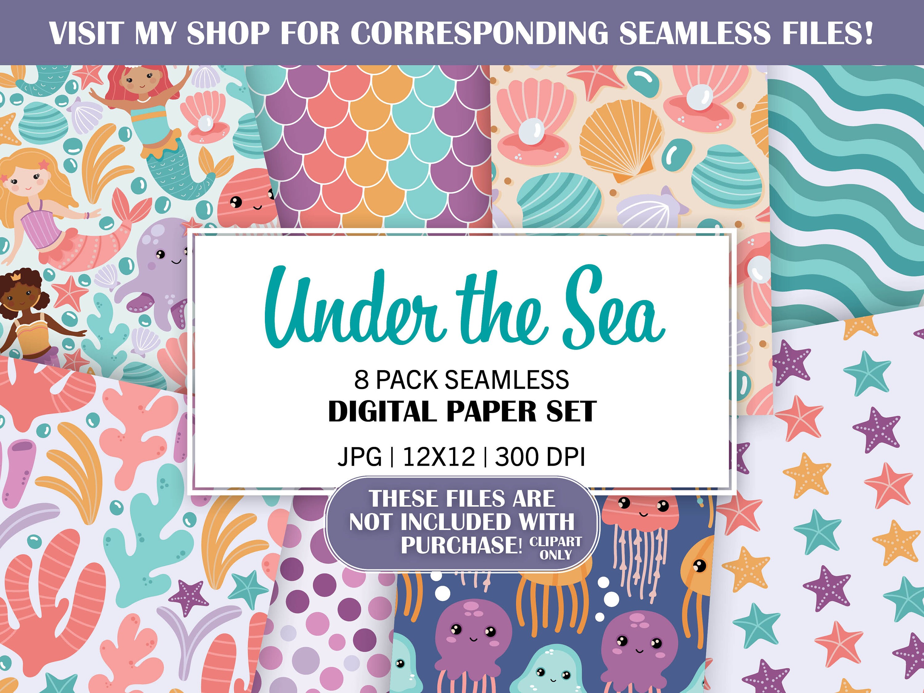 Under the Sea Clipart Bundle, Clipart for Mermaid Invitation, Summer ...