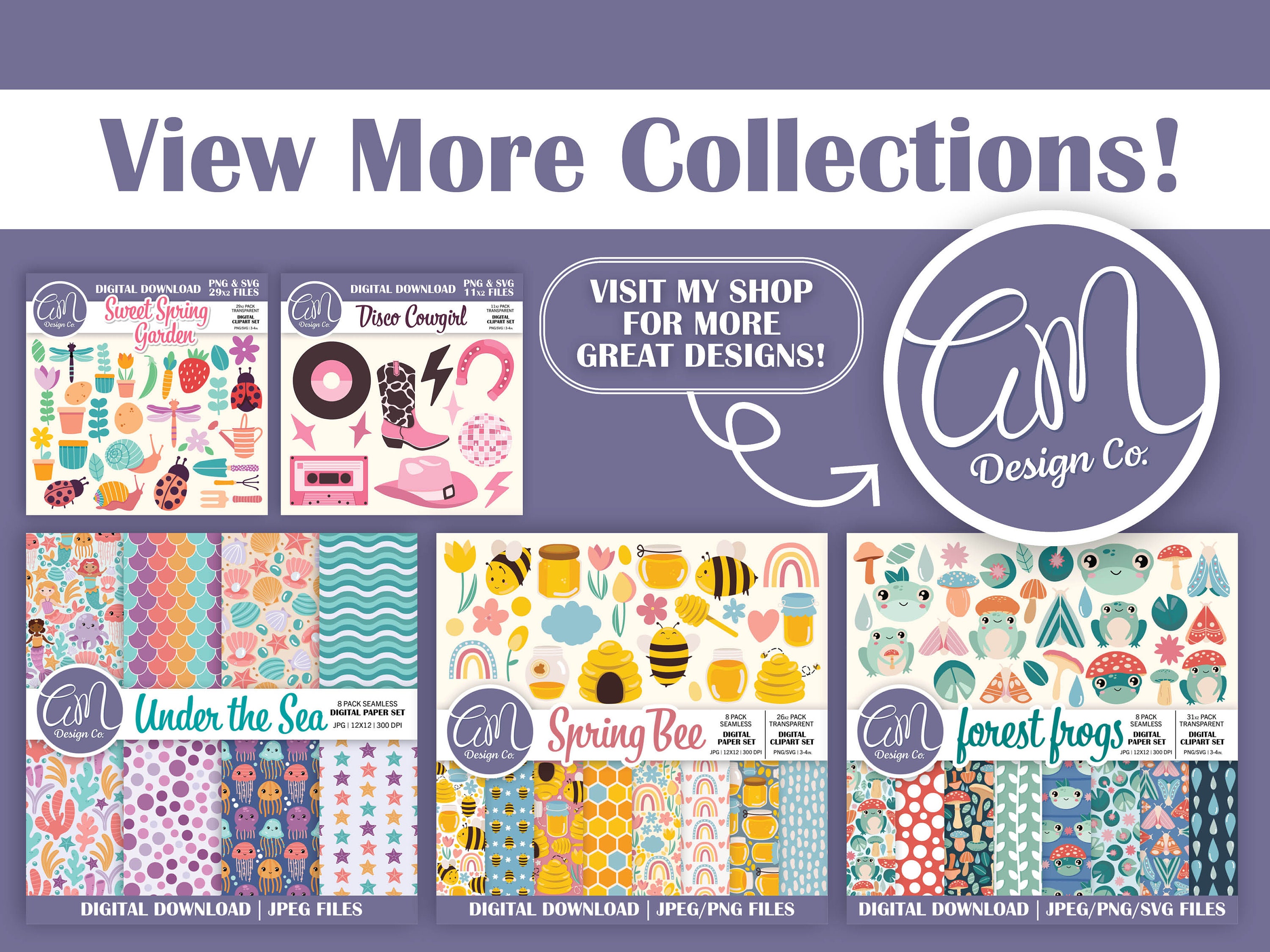 Under the Sea Digital Paper and Clipart Set, Mermaid Seamless Pattern ...