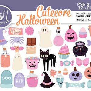 Cutecore Halloween Digital Paper and Clipart Set, Pastel Spooky ...