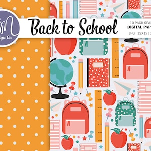 Back to School Digital Paper and Clipart Set, Teacher Clipart ...