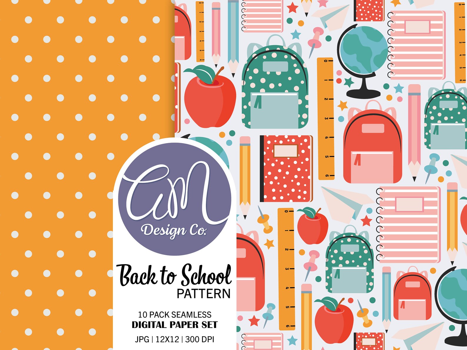 Back to School Digital Paper, Teacher Clipart, Classroom Decor Seamless ...