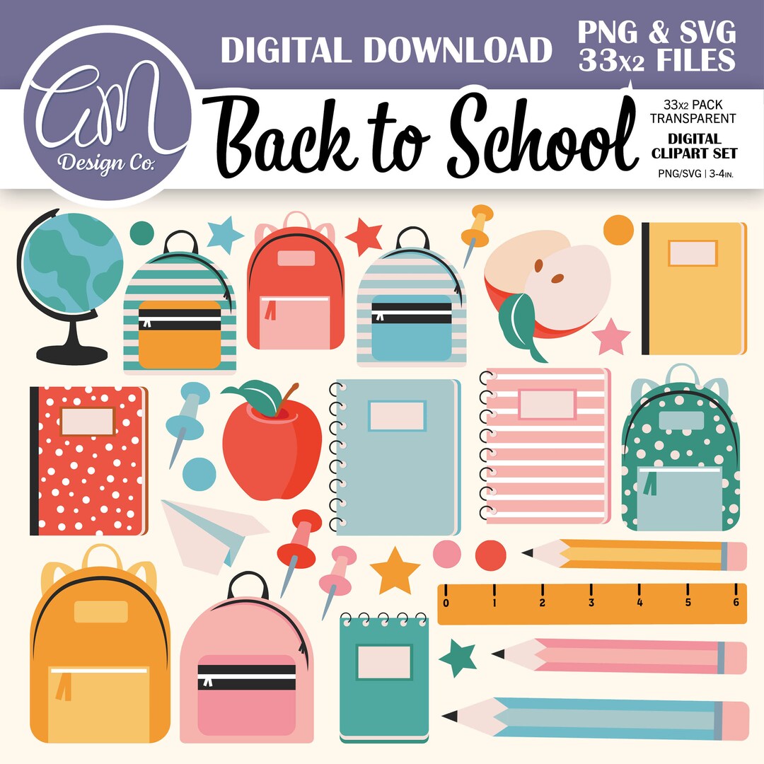 Back to School or End of School Clipart Set, Teacher Clipart, Classroom ...