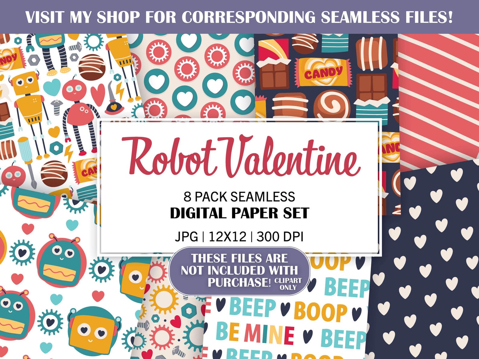 Boy Robot Valentine Clipart Bundle, Holiday Clipart for Valentine Card ...