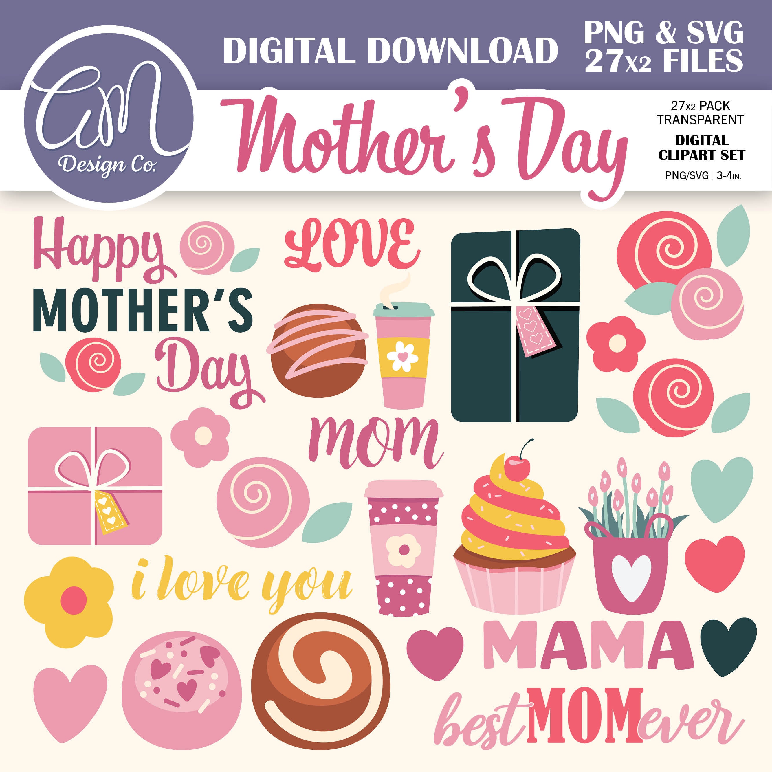 Mother’s Day Clipart Bundle, Clipart for Mom, Mama, or Nana, First ...