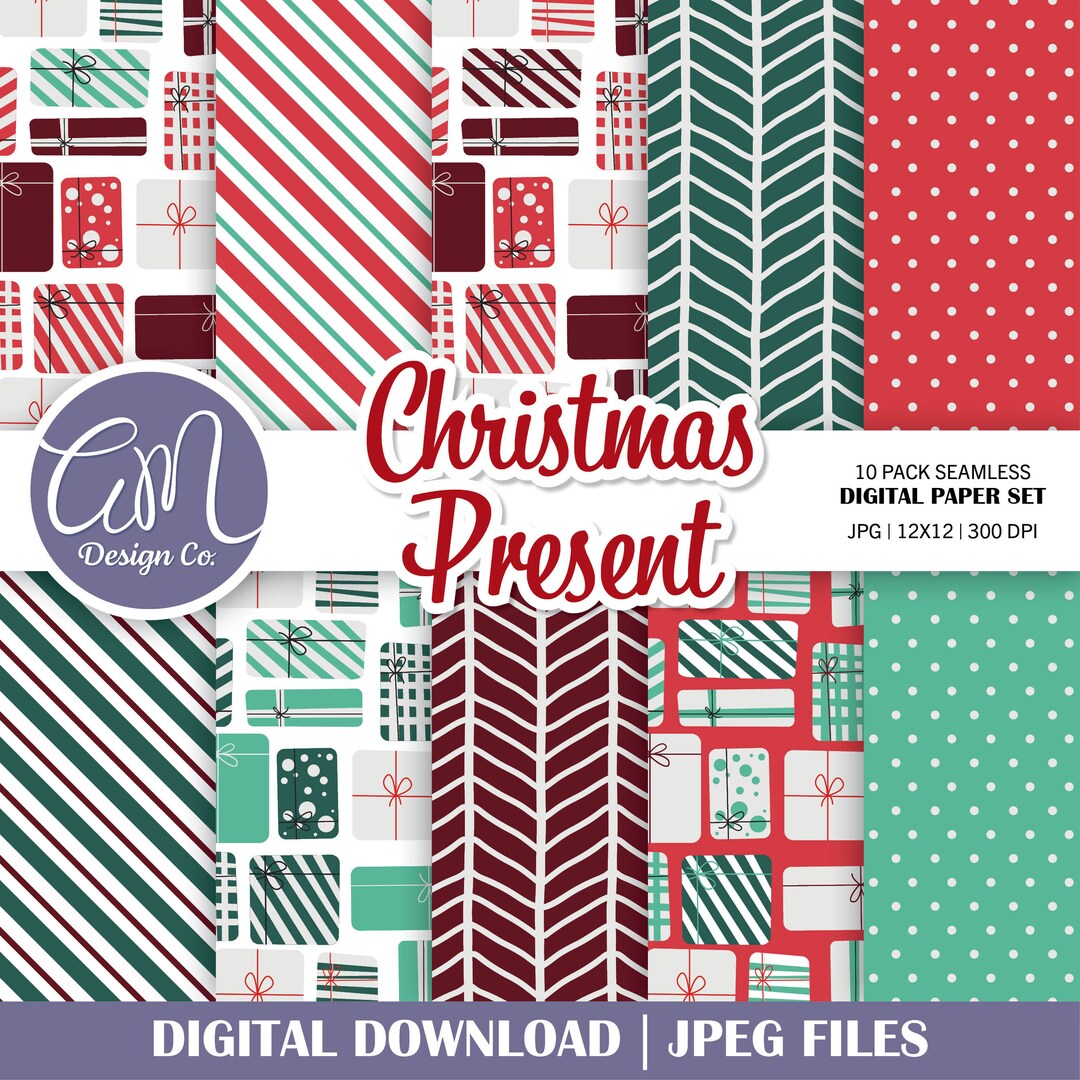 Christmas Digital Paper, Holiday Seamless Pattern, Winter Scrapbook ...