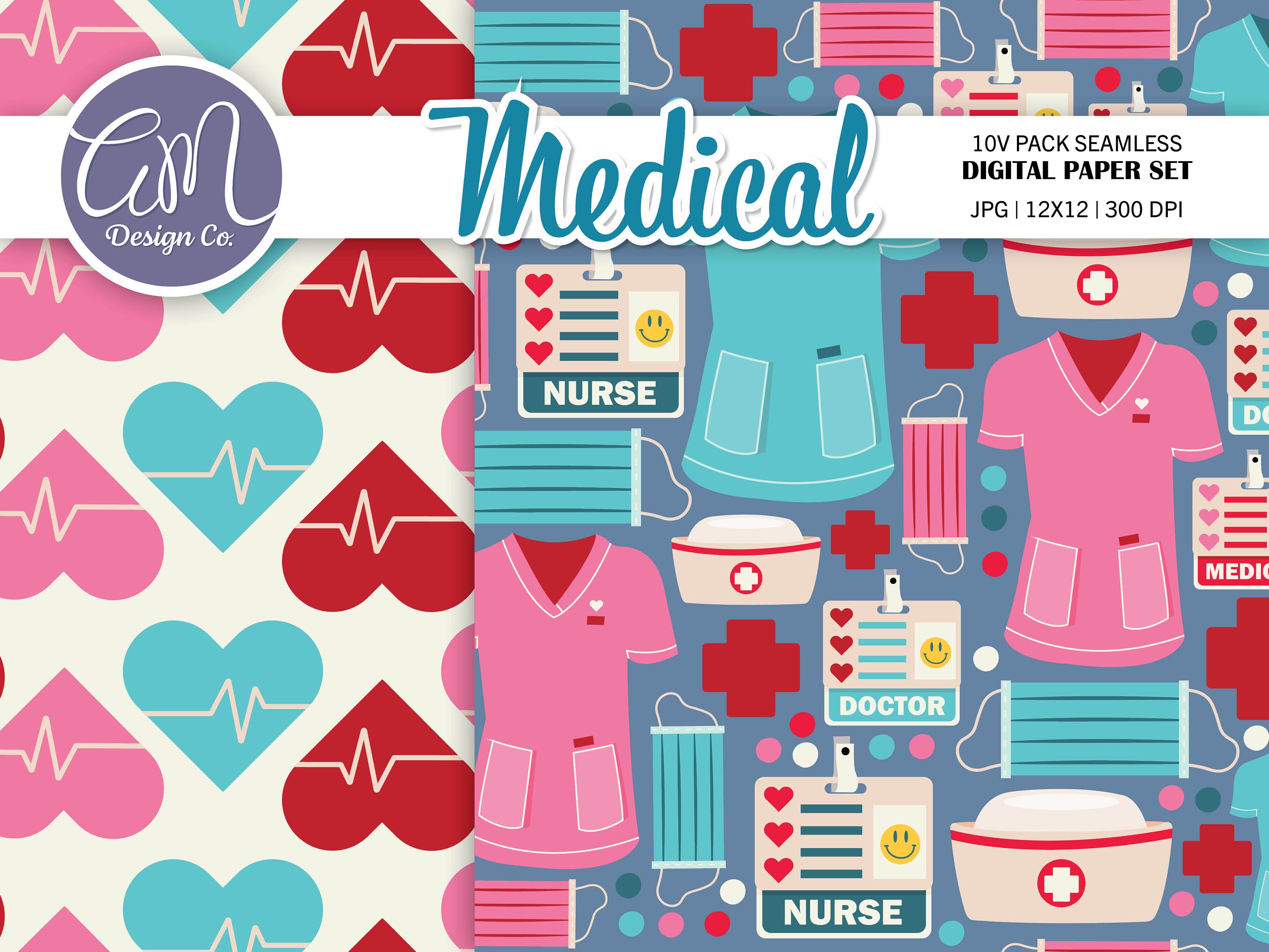 Medical Digital Paper and Clipart Set Nurse Doctor Seamless - Etsy