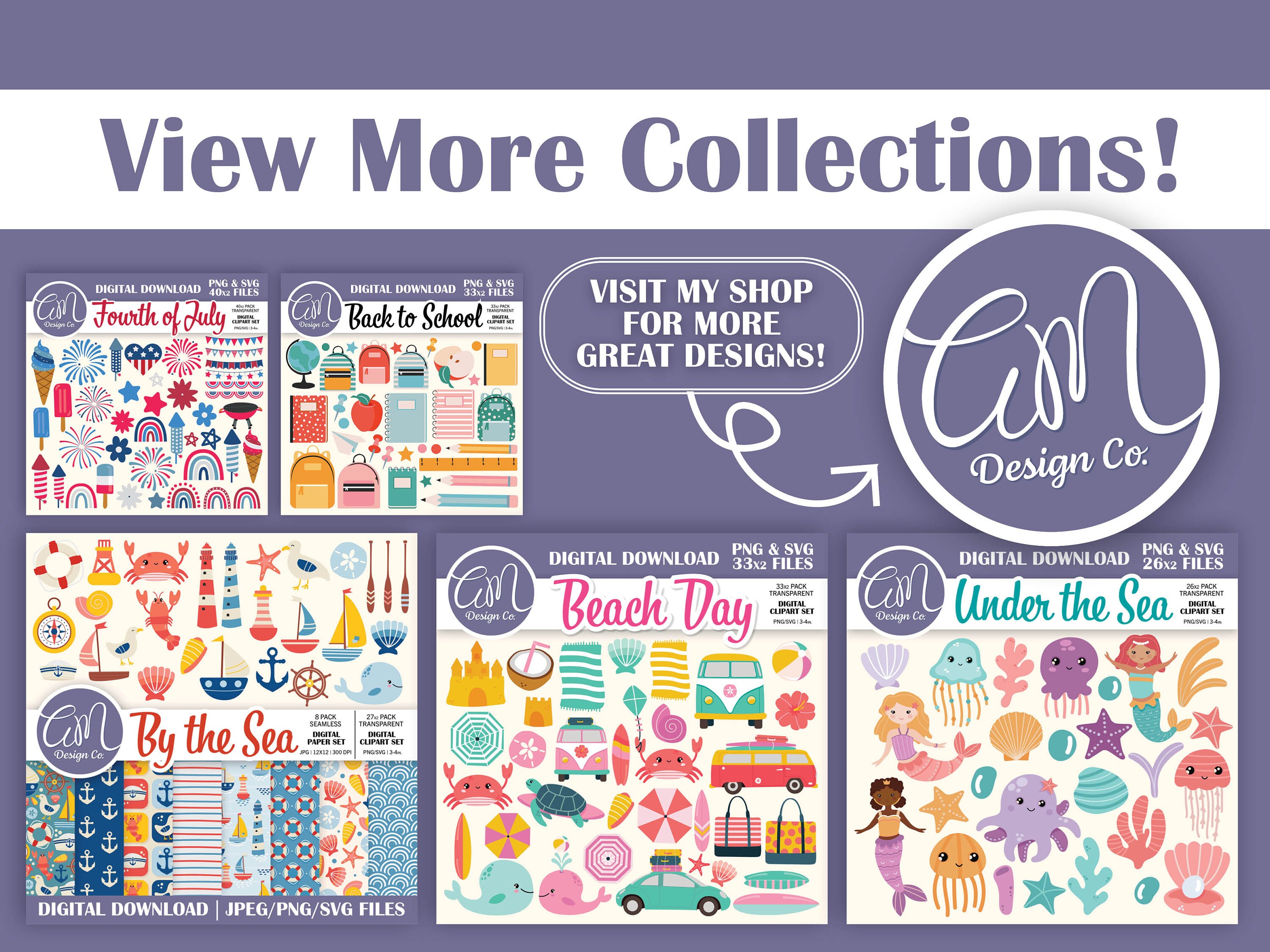 Nautical Summer Clipart Bundle, Marine and Coastal Clipart for Boys ...
