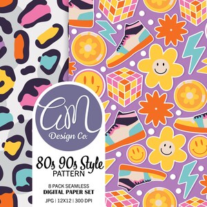 80s 90s Digital Paper, Y2K Aesthetic Clipart Set, 90s Party Invitation ...