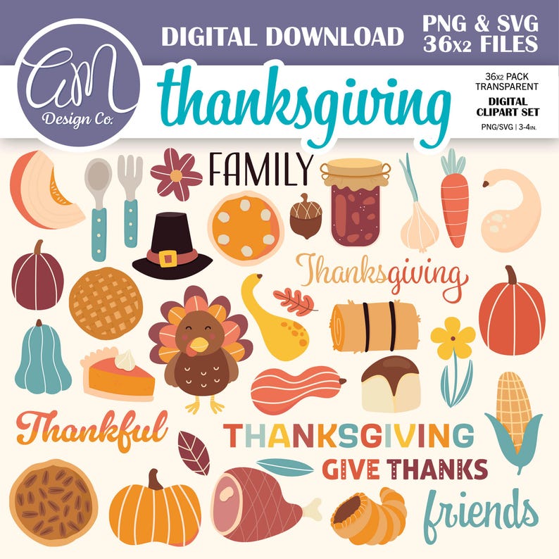 Thanksgiving Clipart Bundle, Fall or Autumn Clipart for Holiday ...